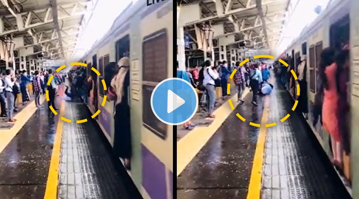 Man falls from overcrowded local train in mumbai shocking video viral
