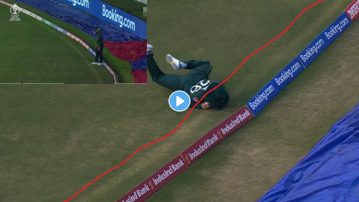 Pak Vs Sl Mendiss Wicket As Boundary Rope Slips Back After The Video