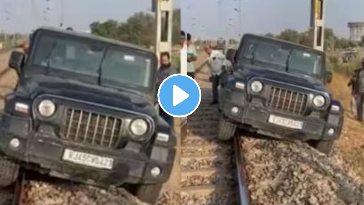 Jaipur railway track incident thar stuck in drunken misadventure shocking video goes viral on ...