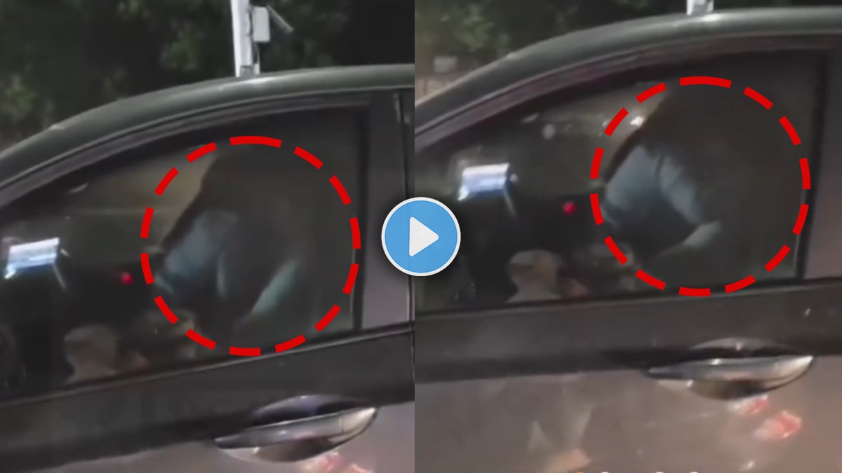 Couple romance in running car girlfriend boyfriend viral video of kissing in nagpur | 'ती ...