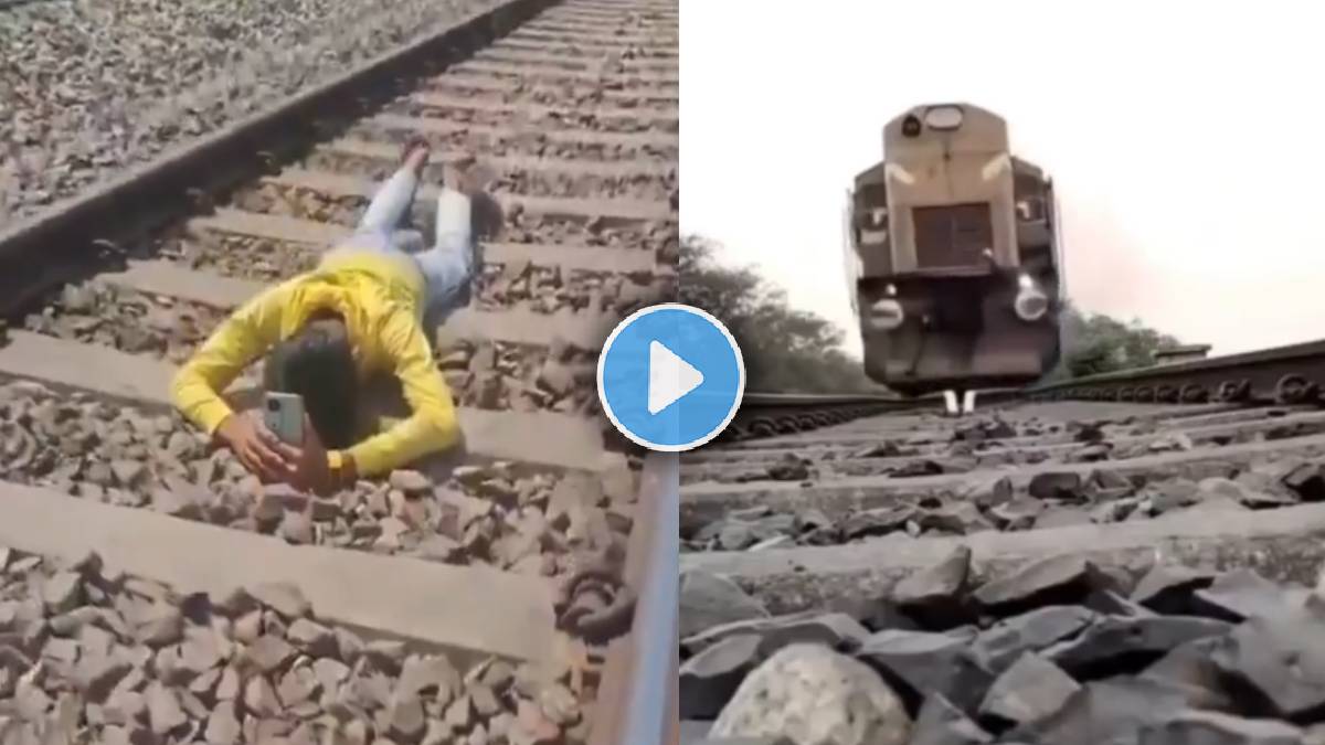 Shocking Viral Video 22 year reel creator lies on railway tracks lets pass over him in unno